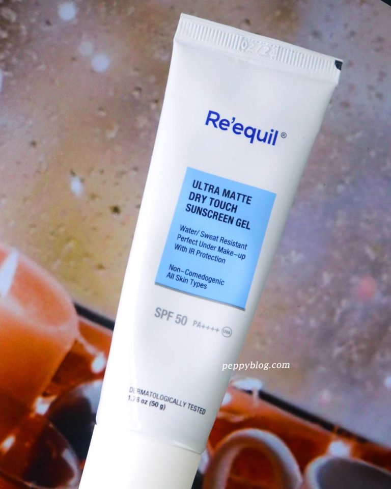 Re'equil Ultra Matte Dry Touch Sunscreen Gel SPF 50 Review - Peppy Blog